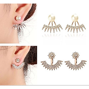 9 Pairs Rose Gold Silver Hollow Lotus Flower Earrings Simple Chic Crystal Pearl Turquoise Stud Earrings Set
