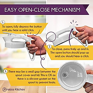 Pratico Kitchen SnapPour Water, Juice, and Beverage Pitcher, Made in Japan, 3.2 qt, 102 oz, White