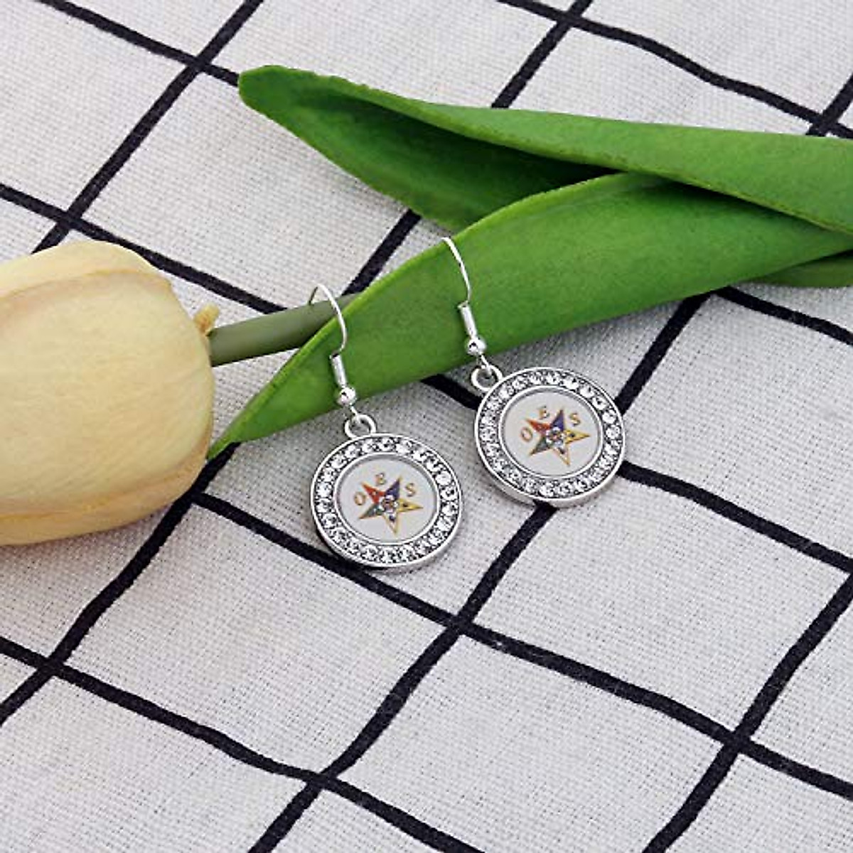 SEIRAA Order of The Eastern Star Sorority Gift OES Symbol Hook Earrings, OES Charm Bracelet for Her