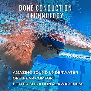 H2O Audio TRI Multi-Sport Waterproof Bone Conduction Headphones, Bluetooth Open Ear Headphones with Built-In MP3 Player -up to 6-Hour Battery Life, 8 GB -For Swimming, Running, Cycling, Hiking (Black)