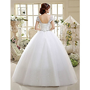 Eyekepper Double Shoulder Floor Length Bridal Gown Wedding Dress Custom Size (04,White)