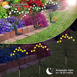 Solar Garden Lights, 10LED Solar Powered Firefly Lights, 2Pack Solar Outdoor Lights, Solar Lights, Swaying Garden Lights with 2Mode Twinkling / Steady-ON for Yard Garden Pathway Patio, Warm White