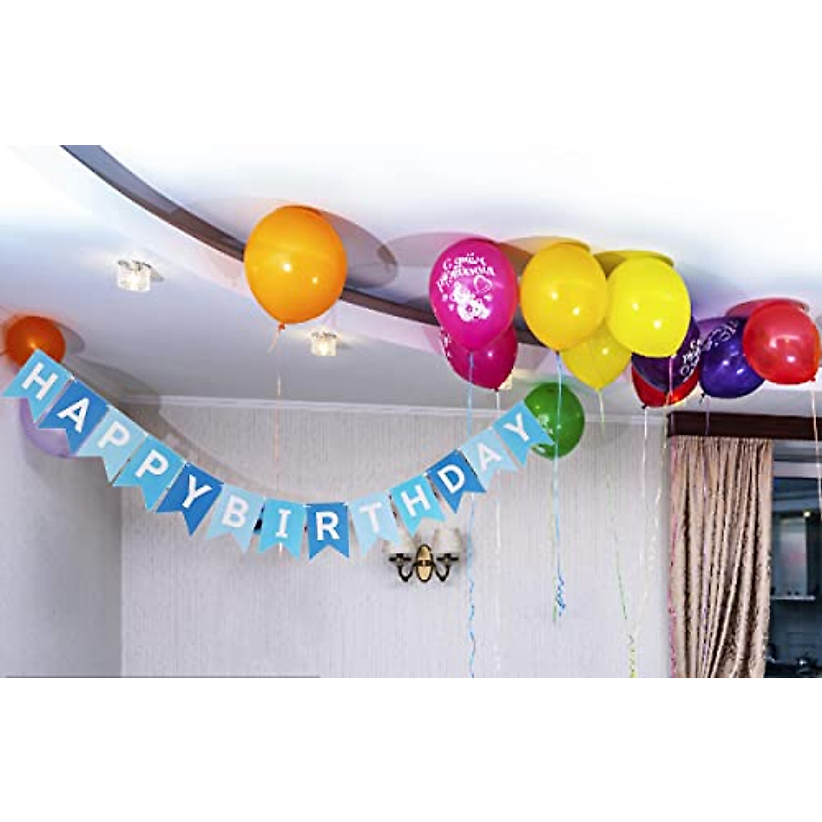 Happy Birthday Banner Gradients Blue Banner Birthday Banner Decoration Party Decoration Supplie