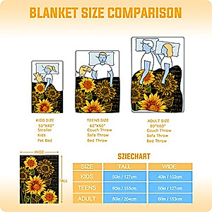 Sunflower Blanket Flower Soft Throw Blanket Bright Yellow Warm Lightweight Blankets Sunflower Gifts for Women Small Travel Plush Blanket for Bed Sofa Living Room Decor 40x50inch