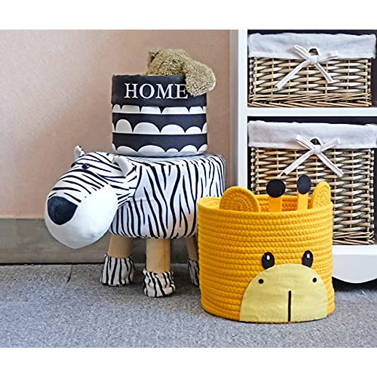 T&T Homewares Small Giraffe Baskets for Baby Diaper Organizer, Nursery Storage, Nursery Room Decor, Kids Room Organizer, Cat Dog Toy Storage
