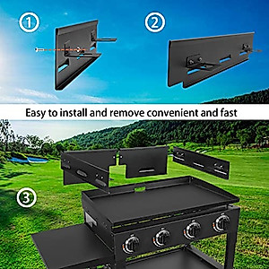 ClimbFun Wind Guard for Blackstone 36 Inch Griddle Wind Screen Flat Top Grill Accessories Compatible with Rear Grease Cup Hood and Side Shelf Blackstone Griddle Accessories Black