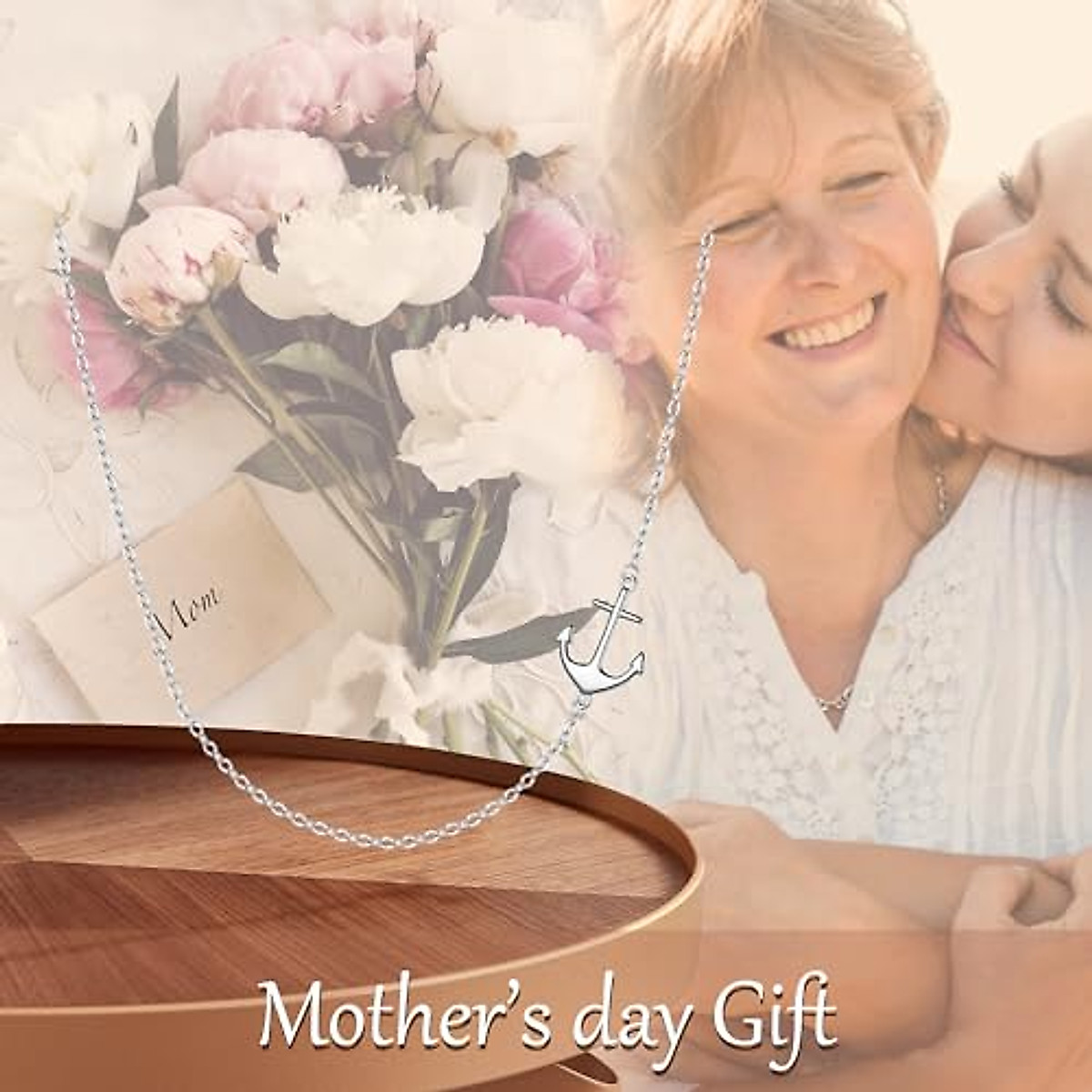 EVER FAITH Sideways Nautical Anchor Choker Necklace Hypoallergenic 925 Sterling Silver Sailor Jewelry Gift for Women