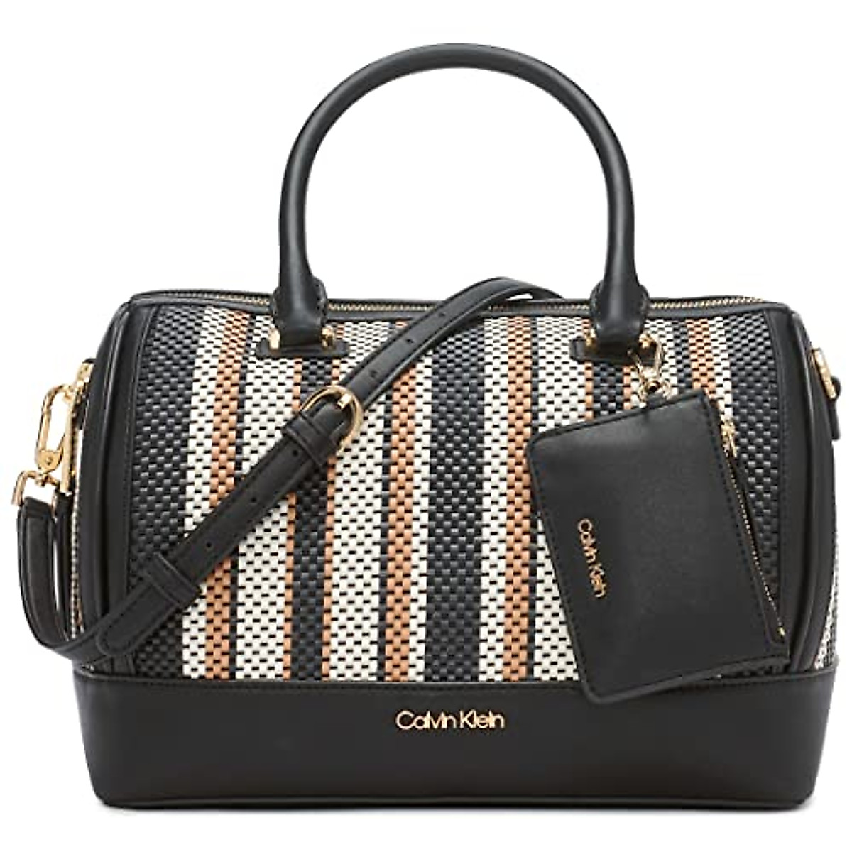 Calvin Klein Ashley Barrel Satchel, Doe Multi Woven