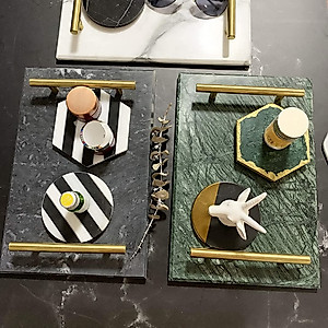 6 Pieces Gold Tray Handles for Resin Tray Molds, Stainless Steel Handles with Screw Sets for Silicone Serving Tray Mold, for Kitchen Cabinet Drawer Pull Handles, 5.9 Inch