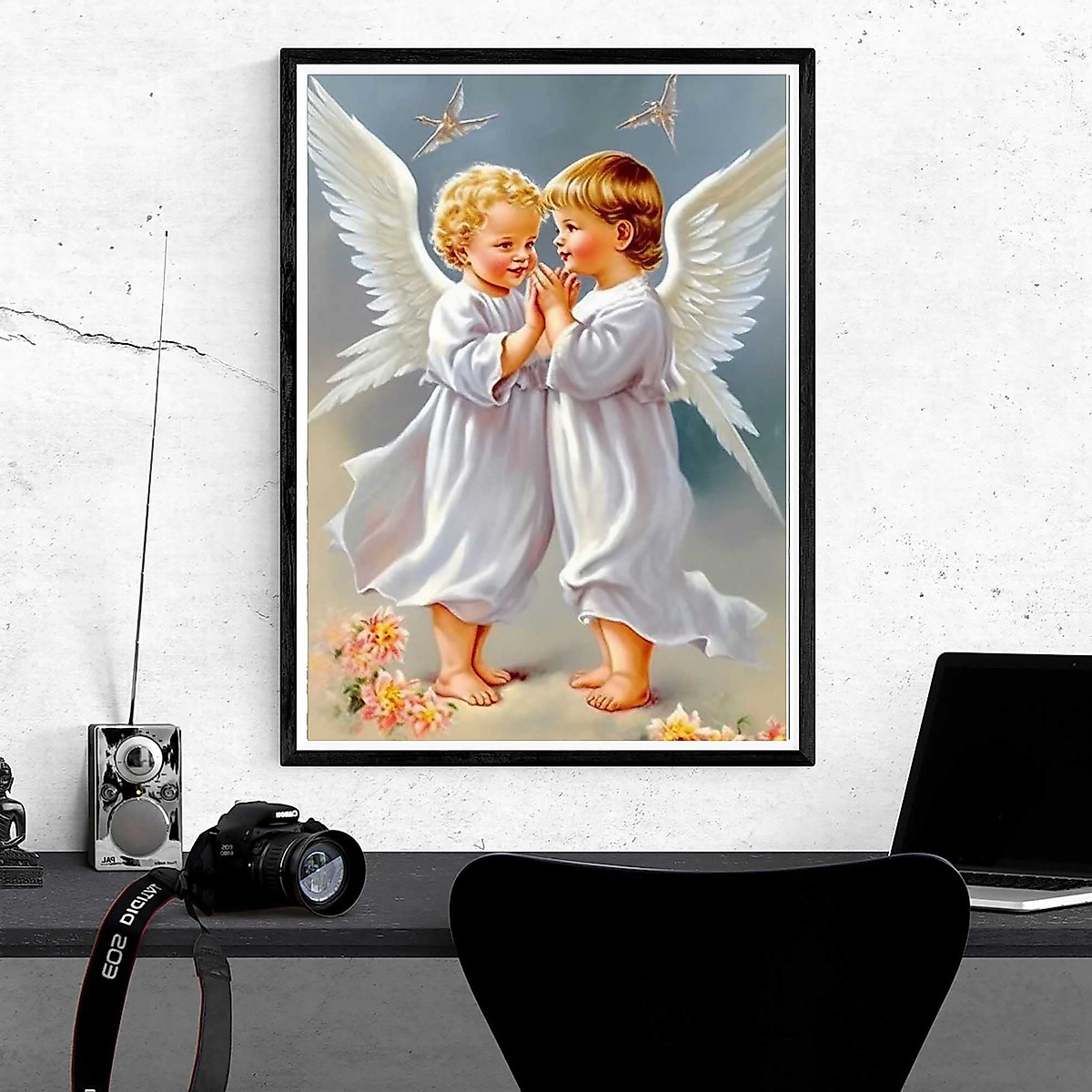 Kaliosy 5D Diamond Art Kits for Adults Child by Number Kits, Diamond Painting Art Angel DIY Full Drill Crystal Craft Cross Stitch Embroidery Decoration 30x40 cm