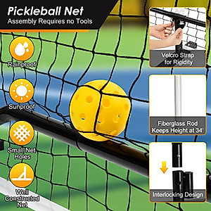 MTEN Pickleball Net, Portable Pickleball Net for Driveway, 22 FT USAPA Regulation Size, Steady Metal Frame, with Carrying Bag for Backyards, Driveways, Outdoor Indoor