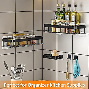ZMteam Shower Caddy Organizer for Inside Shower-5Pack Bathroom Shower Shelves No Drilling with Soap Holder-Strong Adhesive Rustproof Shower Storage Shelf Basket for Bathroom,Dorm and Kitchen-Black