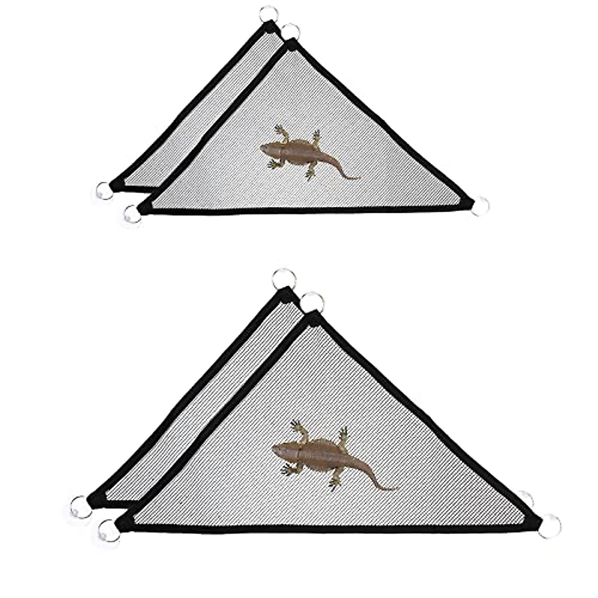 Nuatpetin 2 Pairs Reptile Hammock, 2 Sizes Bearded Dragon Hammocks Breathable Mesh Habitat Climbing Terrarium Accessories, Triangle Stable Lizards Lounger for Bearded Dragon Lizard Chameleon Snakes