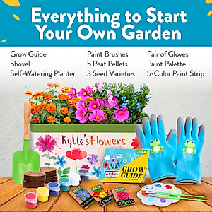 Home Grown Paint & Grow Flower Gardening Kit Set for Boys and Girls - Craft Activity Toy for Kids, Ages 5 6 7 8-12 Years Old - Unique Birthday Present - Plant Gift Toys