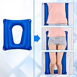 Inflatable Square Cushion Breathable Comfort Inflatable Air Seat Cushion and Inflator for Sitting Toilet Office School Chair Wheelchair Chair, Postpartum Relieve Pressure, Blue (2 Pieces)