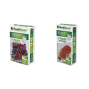 FoodSaver 1-Pint Precut Vacuum Seal Bags, 28 Count, Clear & 1-Quart Precut Vacuum Seal Bags with BPA-Free Multilayer Construction for Food Preservation, 20 Count