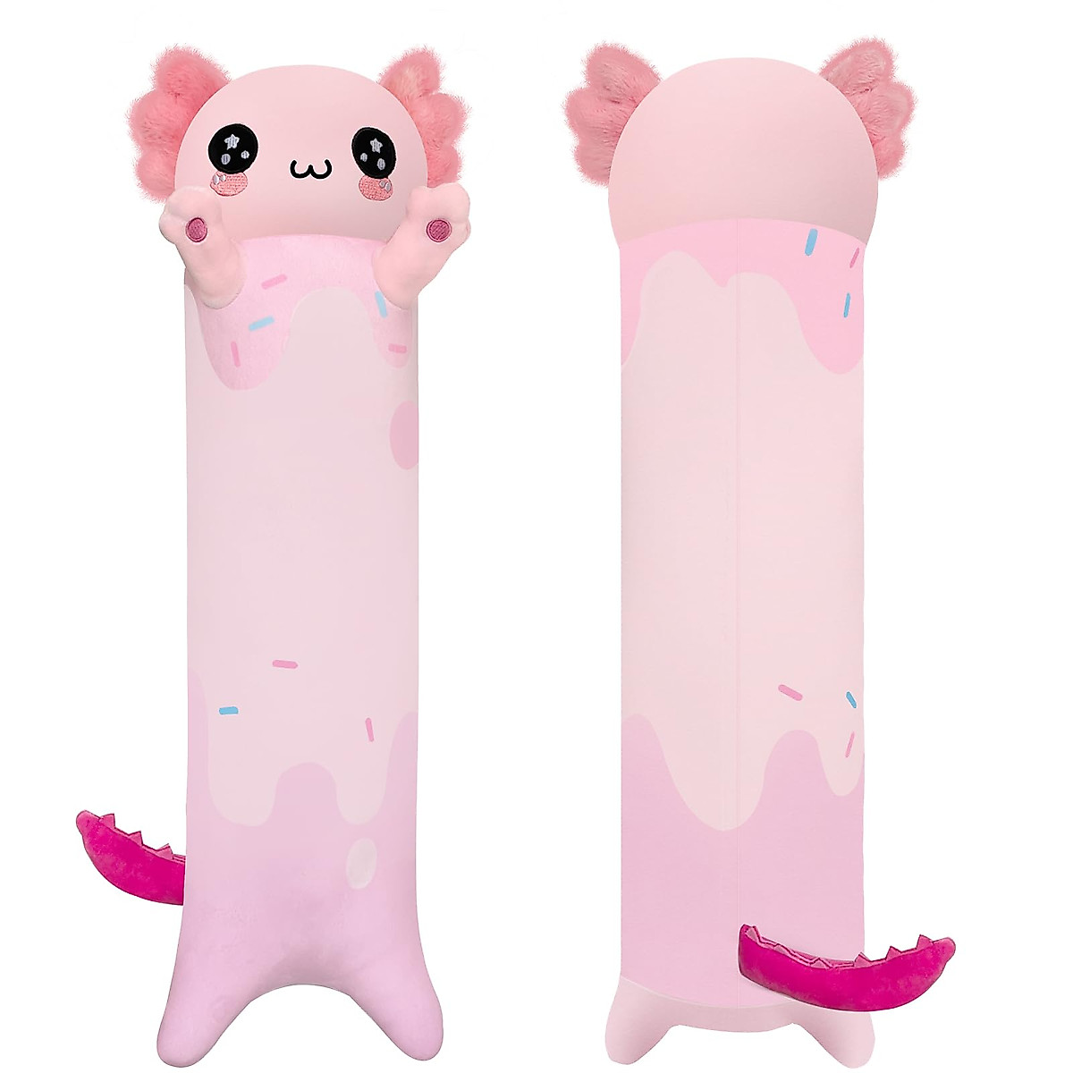NXNYNZ Pink Long Axolotl Plush Pillow, 28" Soft Cute Axolotl Stuffed Animal Plush Pillow, Axolotl Body Pillow Long Plush Doll for Kids Girls Boys