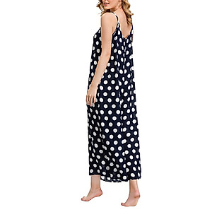 wexcen Womens Floral Printed Jumpsuits Casual Sleeveless Spaghetti Strap Rompers Wide Leg Pants with Two Pockets (Polka dot, XXL)