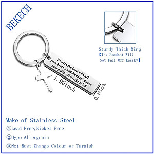 BEKECH Christian Proverbs 3:5-6 Trust in The Lord With All Your Heart Cross Charm Keychain Bible Verse Gift, Trust in the Lord With All Your Heart.. Brown Card, S