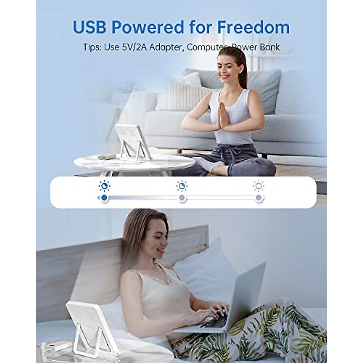 SUXIO Light Therapy Lamp - 10000 Lux Therapy Light, 3 Timing & Mode Happy Lamp, Touch Control Daylight Lamp with Memory Function, Portable Light Therapy Box for Home/Office Use As Lift Mood