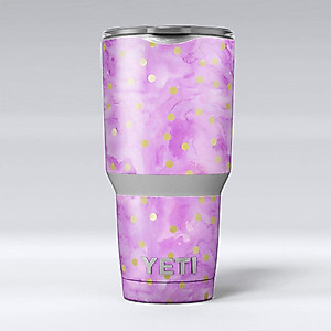 Design Skinz Gold Polka Dots Over Grungy Pink Surface - Skin Decal Vinyl Wrap Kit Compatible with The Yeti Rambler Cooler Tumbler Cups