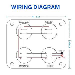 Kohree 12V Marine Car Charger Socket Panel, 4 in 1 Waterproof Boat Cell Phone Rocker Switch Panel with Dual QC3.0 USB Power Outlet Cigarette Lighter Socket for RV Marine Boat Camper Truck Automotive