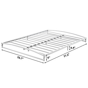 IDEALHOUSE Low Profile Full Bed Frame, 6 Inch Heavy Duty Metal Full Size Platform Bed Frame, Mattress Foundation with Steel Slat Support, No Box Spring Needed, Easy Assembly, White