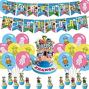 Stumble Guys Birthday Party Supplies, Stumble Guys Party Decorations,Stumble Guys Party Theme Includes Balloons,Banner,Cake Toppers for Kids Birthday Theme Party Decorations