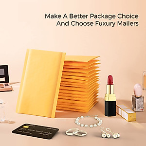 Fuxury Kraft Bubble Mailer 4x8 Inch 50 Pack，Strong Adhesion Padded Envelopes ,Self Seal Bubble Envelopes, Waterproof Cushioned Bubble Mailers Packaging for Small Business，Bulk #000 Yellow