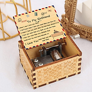 Engraved Colorful Wooden Music Boxes,Hand Crank Classical Wood Sunshine Musical Box, Personalized Wooden Music Boxes, for Birthday Christmas Valentine's Day. (Girlfriend)