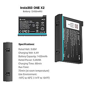 Insta360 ONE X2 Battery & Fast Charge Hub Bundle - Includes Fast Charge Hub + 2 Batteries (1630mAh) for Insta360 ONE X2 360 Camera (3 Items)