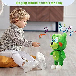 Verceco Singing Stuffed Animals Green Bear Music Plush Toys for Toddler 1-3 Stuffed Bear Plushies Toys for Kids Birthday 12" (Bear)