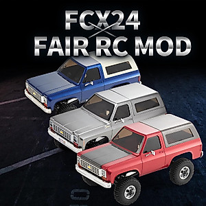FairRC Mod 1/24 RC Crawler FCX24 Chevy K5 Blazer Officially Licensed, Mini RC Car Pick Up Truck & SUV 2 in 1, 4WD 8km/h 2 Speeds Switch, 2.4GHz 3CH Off-Road RC Model with LED Lights for Adults, Blue