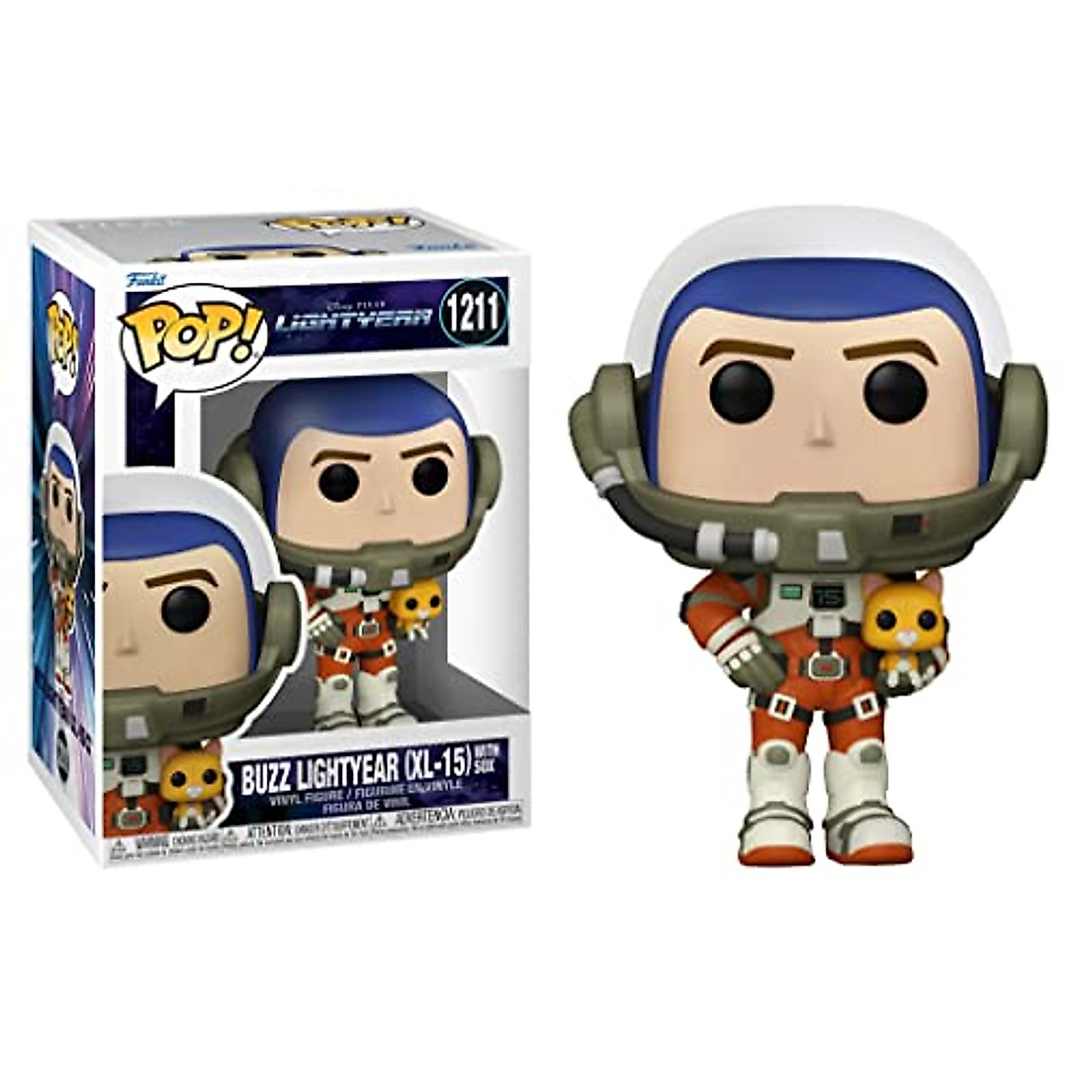POP Disney Pixar: Lightyear - Buzz Lightyear (XL-15) with Sox Funko Vinyl Figure (Bundled with Compatible Box Protector Case), Multicolored, 3.75 inches