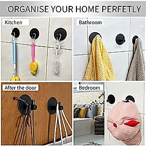 KINMINGZHU 2pcs Black Self Adhesive Hooks, Self Adhesive Wall Mounted Hanger，No Drill No Screw for Key Coat Towel for Kitchen Bathroom Toilet
