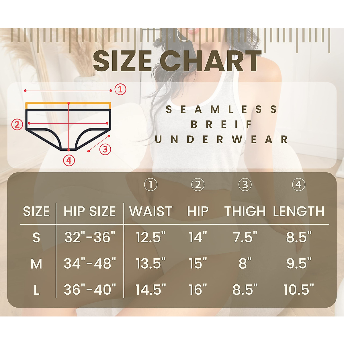 Women’s 6 Pack Seamless Basic Invisible Underwears Bikini Hipster Briefs Panties FULL BACK 6 Colors Large