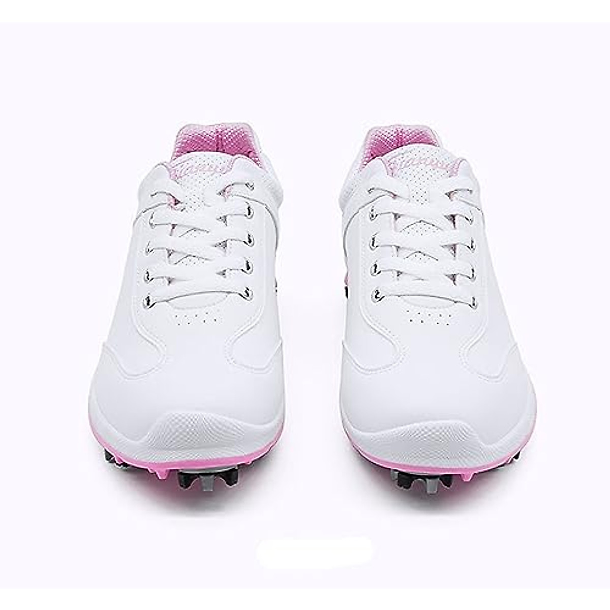 Ybberik Ladies' Anti-Skid Waterproof Golf Shoes with Spikes for Women White
