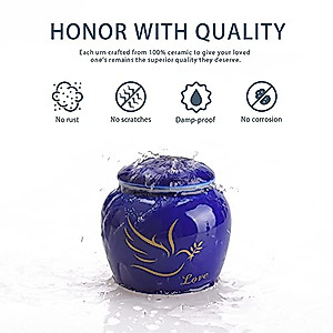 Yesand Small Urns for Human Ashes, Ceramic Mini Keepsake Cremation Urn, Sharing Personal Funeral Ashes Urn for Human or Pet with This Warm and Loving Mini Cremation Urn