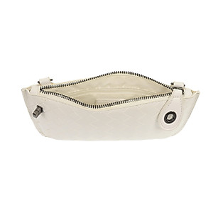 Joy Susan Faux Wide Woven Mini Crossbody Wristlet Clutch - White