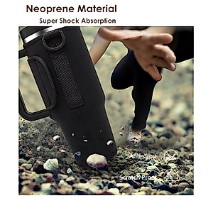 Mefaster Stanley Cup Accessories Set Includs 1 Pcs Carrier Bag for Stanley 40oz Tumbler with Adjustable Shoulder Strap for Hiking Travelling Camping(Black)