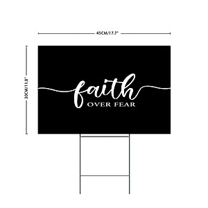 Autravelco Faith Over Fear Yard Lawn Sign Lawn Decoration Props for Outside 12x18 Inch Customized Lawn Sign Metal Lawn Signs with Stakes for Rent House