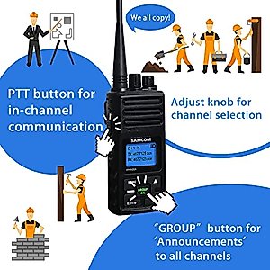 Two Way Radios, SAMCOM Long Range Walkie Talkies for Adults Rechargeable, 5 Watt High Power Portable 2-Way Radios with Group Talk Function for Business,School,Warehouse,Restaurant (Black 6 Pcs)