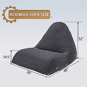 Homguava Bean Bag Chair Sofa Memory Foam Pre-Filled Bean Bag Chairs Stuffed Beanbag Sofa Lazy Bean Bag Sofa for Adults, Kids, Teens for Gaming, Reading & Relaxing(Linen, Dark Grey)