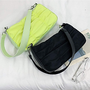 Mysmeir Solid Color Pleated Armpit Bag Oxford Water-resistant Western Style Shoulder Bag for Women (green)