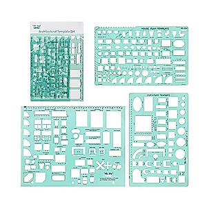 Mr. Pen- House Plan, 3 Pack, Green, Interior Design and Furniture Templates, Drafting Tools and Ruler Shapes for Architecture, Drafting Tools, Architecture Supplies, Drafting Templates