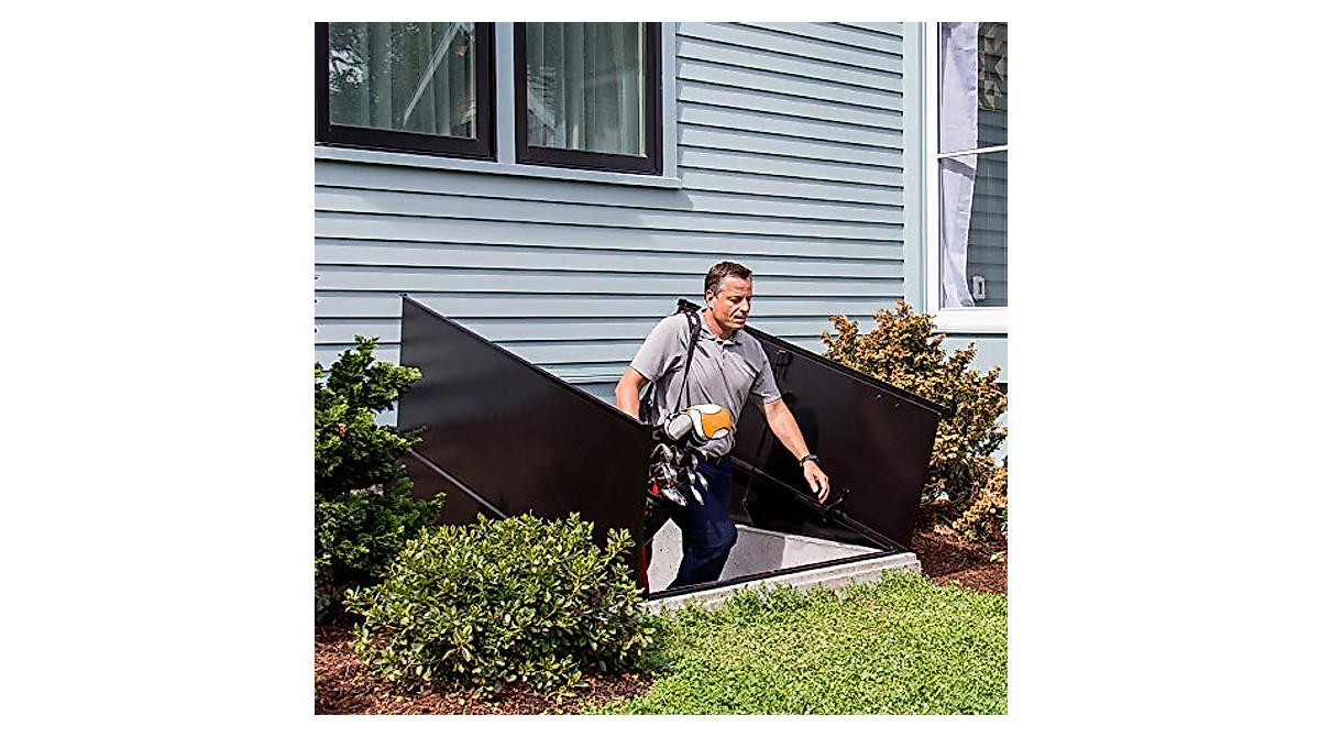 Bilco Size C Basement Door - Brick Powder Coat & Keyed Lock