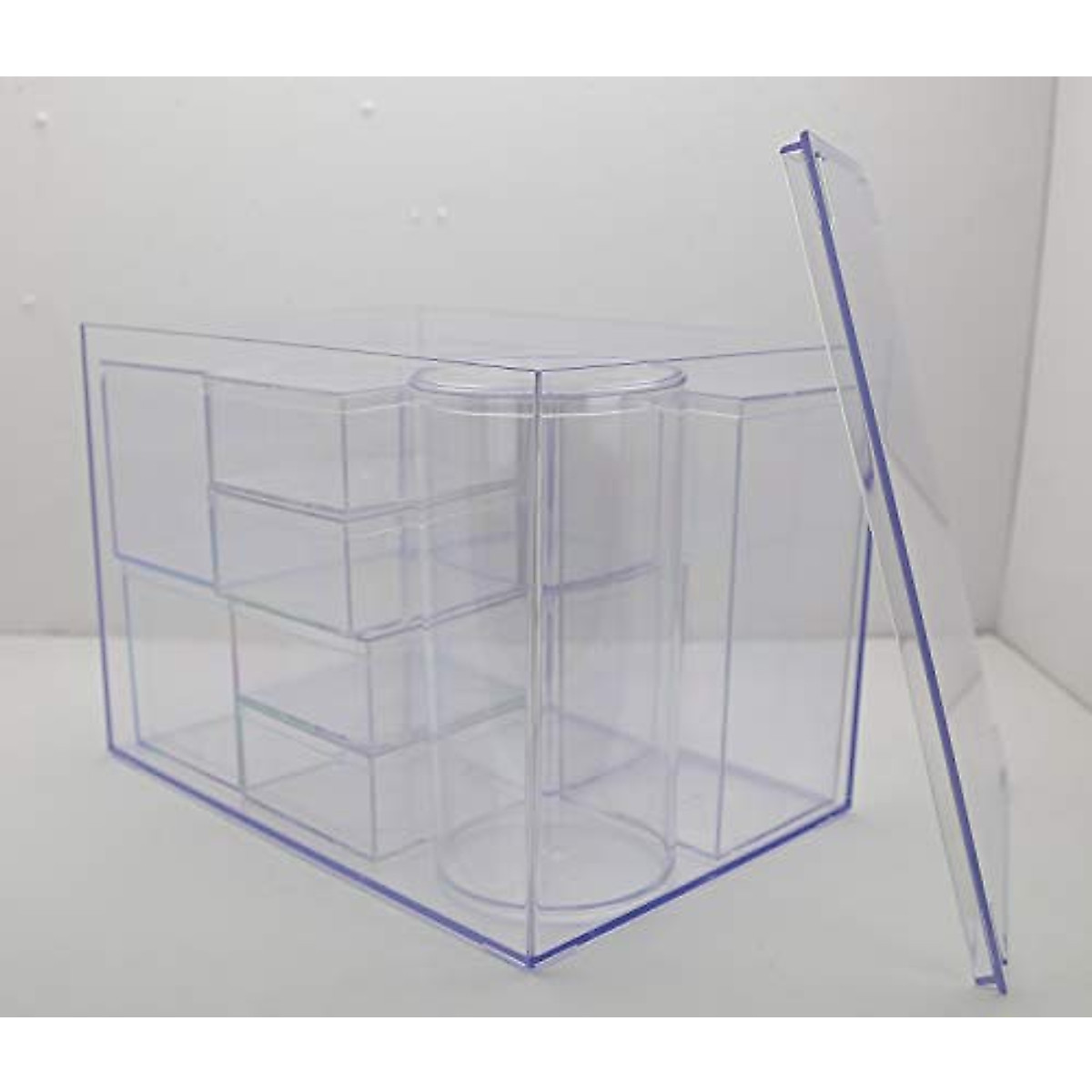 Clear Large Rigid Plastic Box 12 1/2" x 8 1/2" x 8 1/2" with Variety Boxes Inside (Round 4 1/4" Dia, 8" X 4" Rectangle, and 4" x 4" Square and Others)