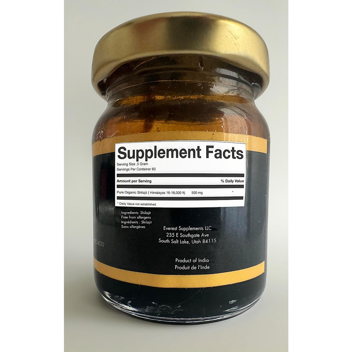 Pure Himalayan Organic Shilajit Resin - Gold Grade 500 mg Maximum Potency Natural Shilajit Resin with 85 Trace Minerals & Fulvic and Humic Acid for Energy Immune Support, 30 Grams