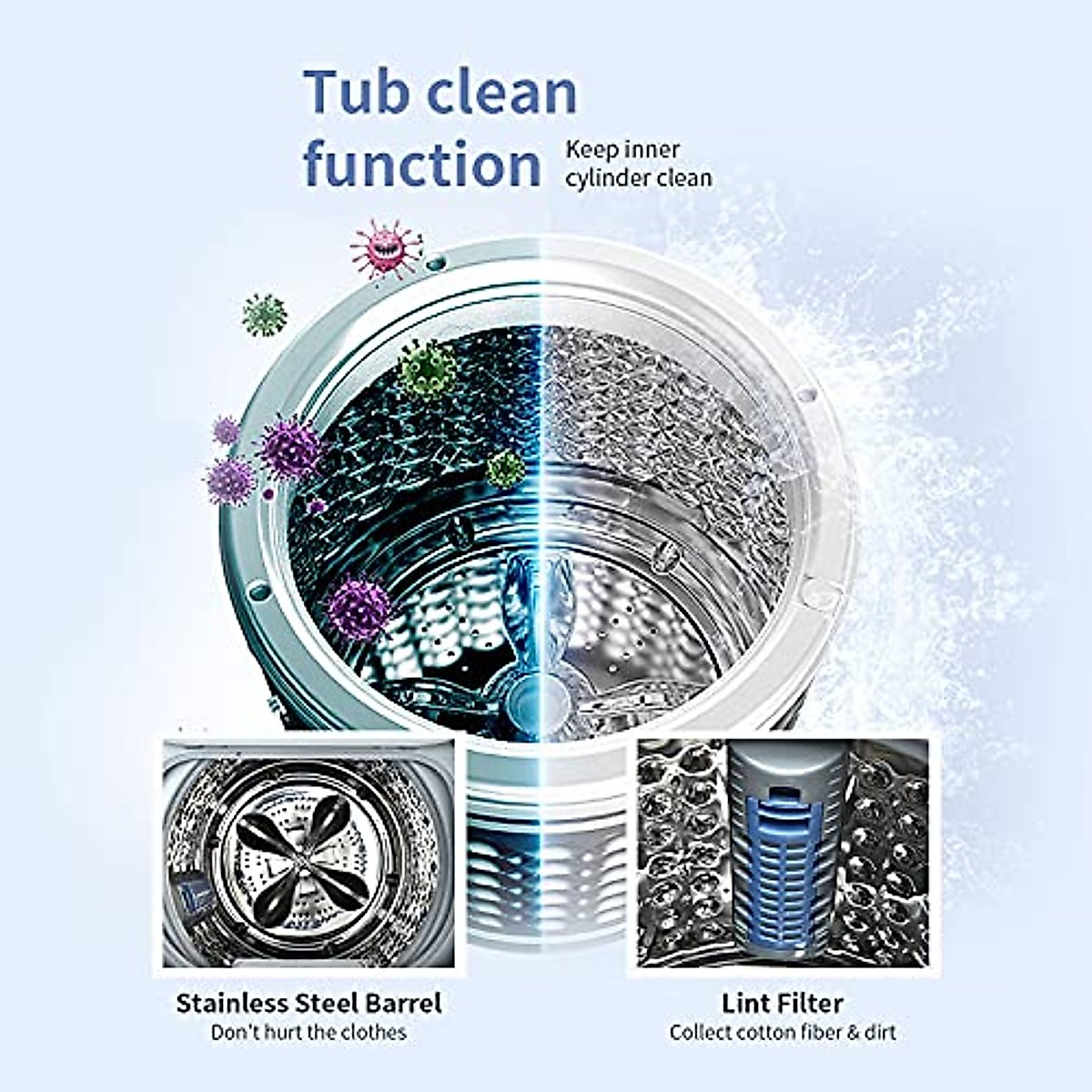COSTWAY Full Automatic Washing Machine, 7.7Lbs Capacity, 8 Programs, 2-in-1 Portable Washer and Spinner with 24 Hours Delay, 3 Heating Function, Laundry Washer with Drain Pump for Apartment, RV