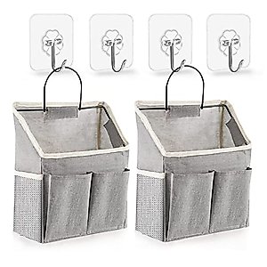 Jremreo Wall Hanging Storage Bag, 2 Pieces Small Linen Fabric Door Hanging Organizer Box, for Kitchen, Bedroom, Bathroom, Office and Student Dormitory